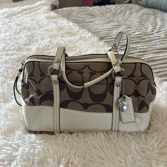 Coach | Bags | Coach Signature Stripe Satchel Boston Bag | Poshmark
